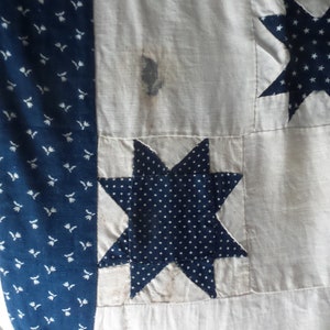 Vintage Indigo Stars Quilt Top-- Small Stars! Nicely Pieced, 1800s - Etsy