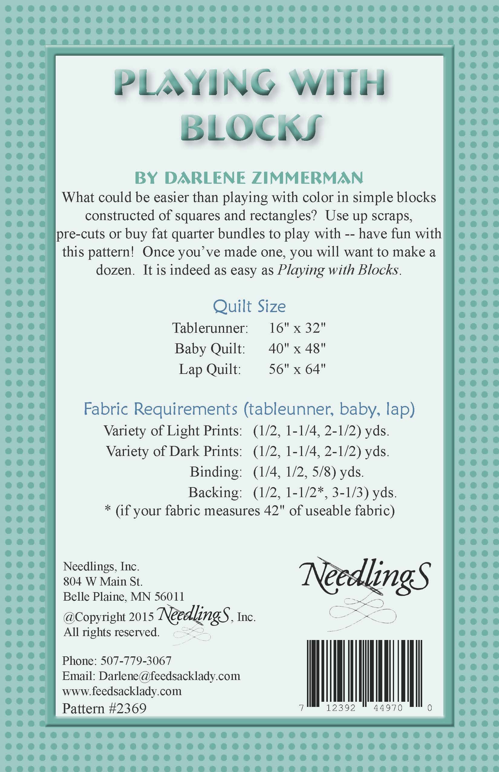Playing With Blocks, a Quilt Pattern by Darlene Zimmerman, 3 Sizes ...