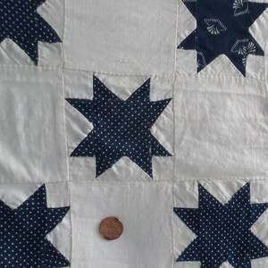 Vintage Indigo Stars Quilt Top-- Small Stars! Nicely Pieced, 1800s - Etsy