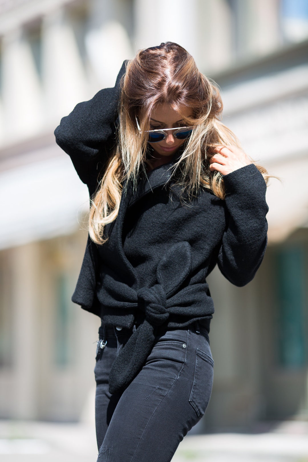 Short Coat, Winter Jacket, Black Coat, Belted Coat, Women Coat, Black ...