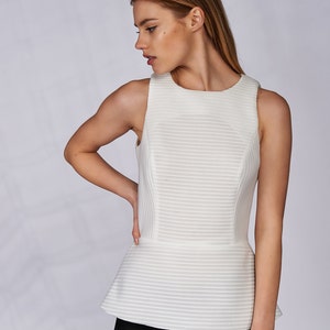 Peplum Top, White Top, Futuristic Clothing, Sleeveless Top, Sexy Crop ...