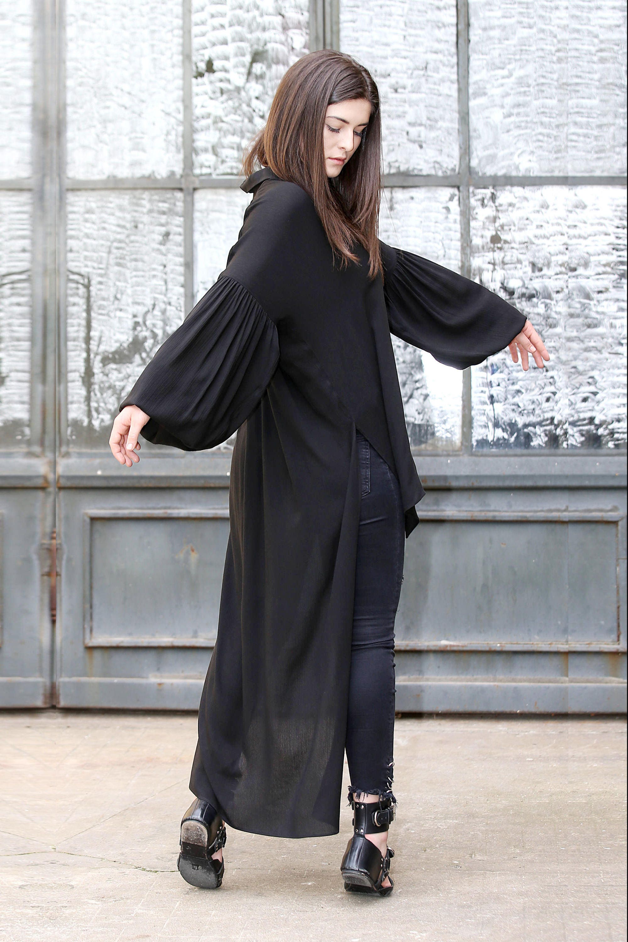 Long Tunic Top Black Shirt Black Maxi Shirt Tunic Shirt - Etsy