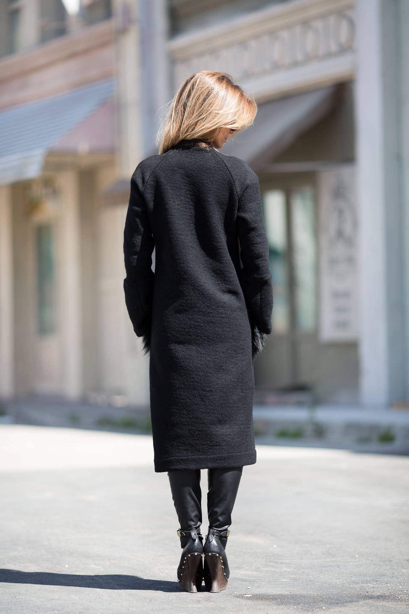 Maxi Jacket Fur Coat Wool Coat Women Black Coat Elegant | Etsy