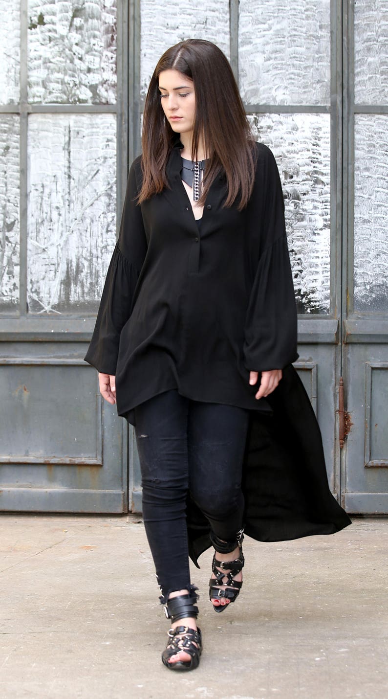 Long Tunic Top Black Shirt Black Maxi Shirt Tunic Shirt - Etsy