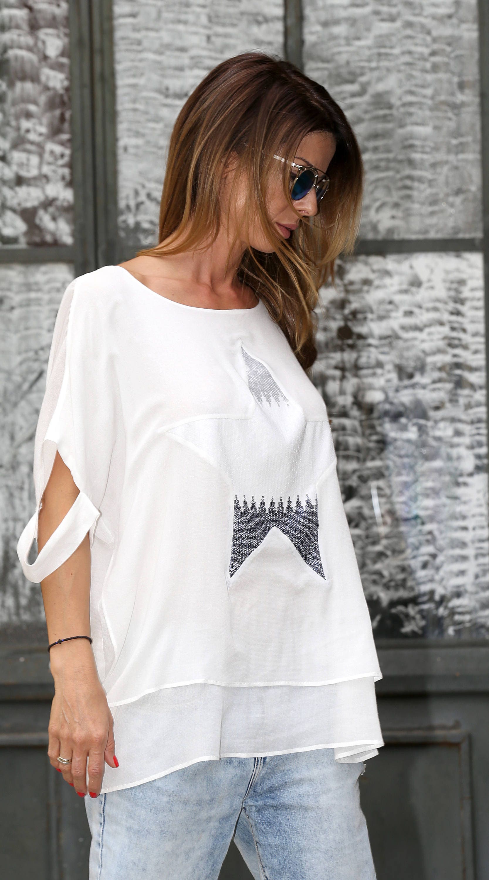 Women White Top Sequins Top Layered Top Star Clothing - Etsy
