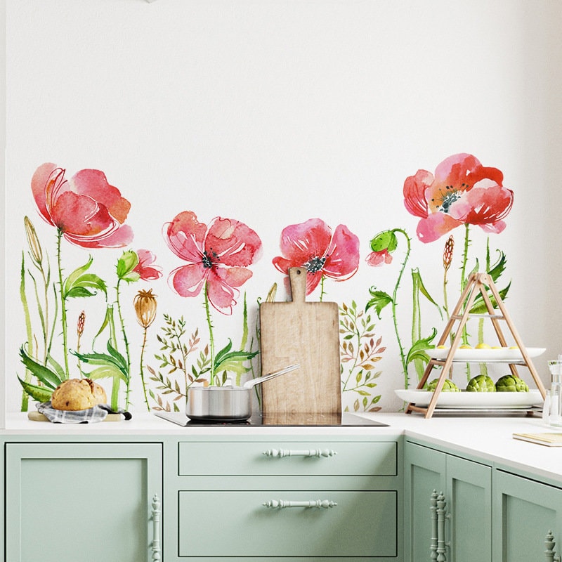 Poppy Flower Wall Decal - Etsy
