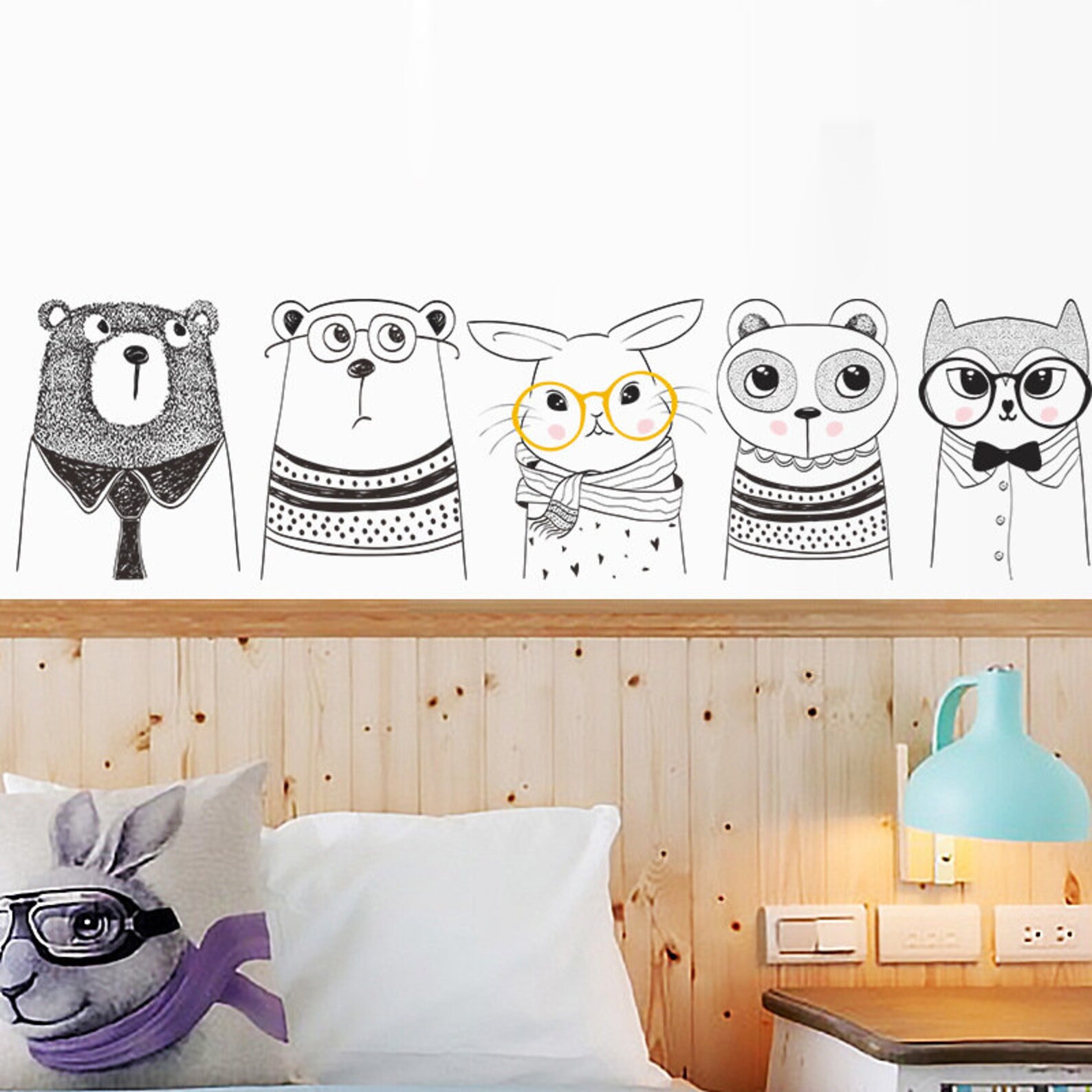 Scandinavian Style Animal Wall Decal Wall Sticker Cartoon - Etsy
