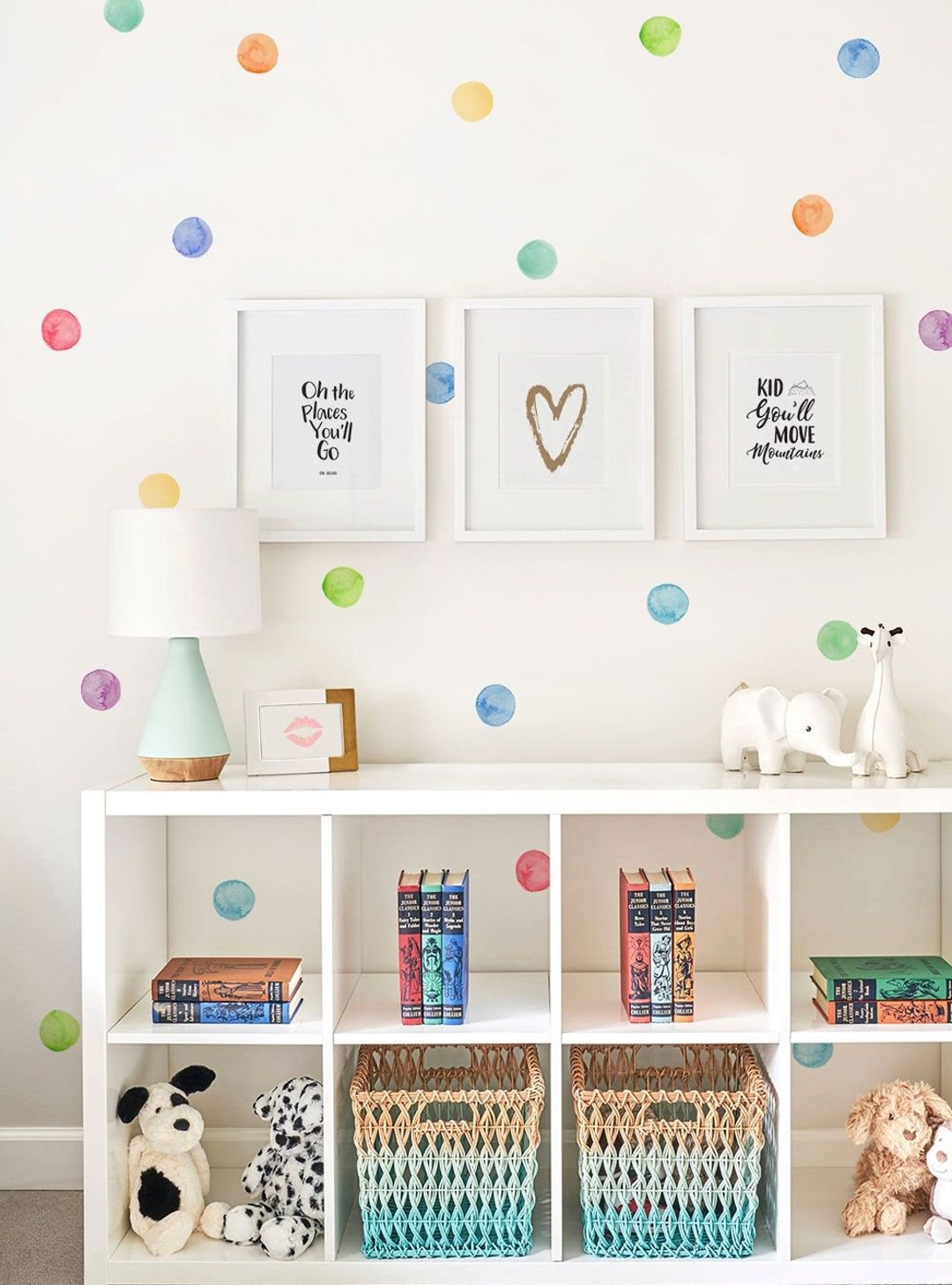 Pastel Polka Dots Wall Decal, Self Adhesive Wall Dots, Watercolor Polka ...