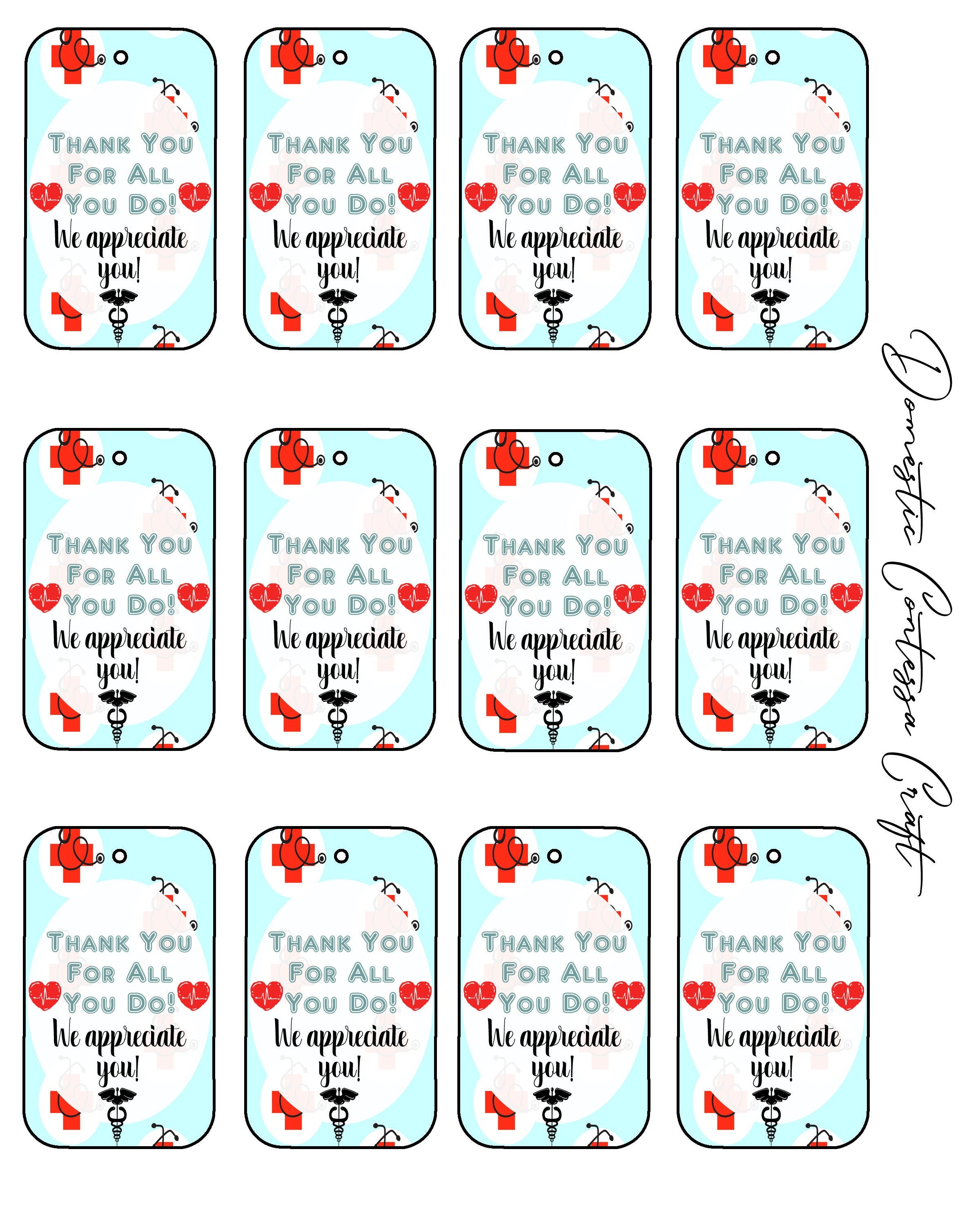 Nurse Appreciation Tag, Medical Doctor Hospital Staff Gift, Nurse ...