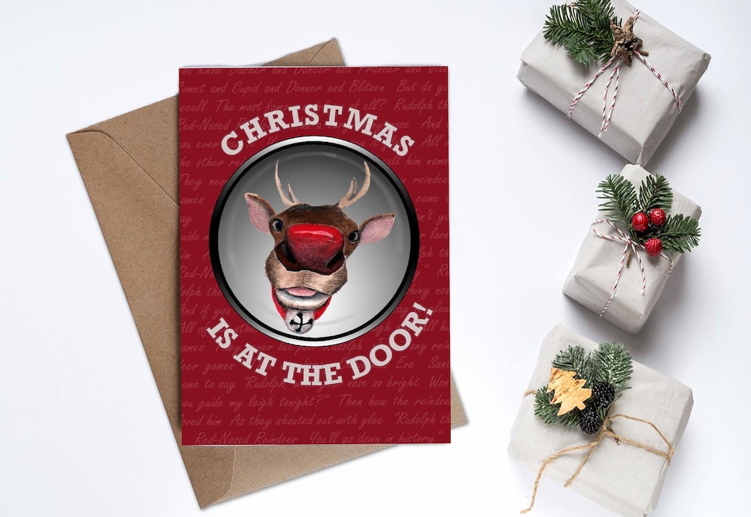 PRINTABLE: rudolph Christmas Card, Watercolor, Greeting Card, Wall Art ...