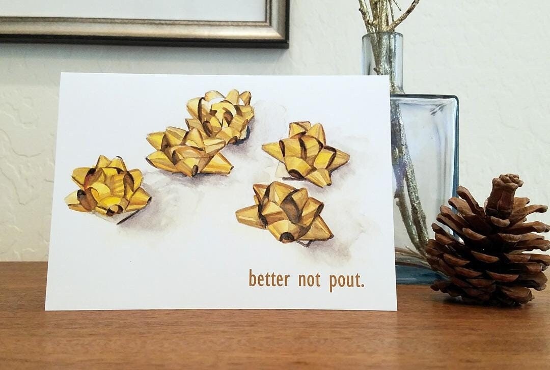 PRINTABLE: Better Not Pout Christmas Card, Watercolor, Greeting Card ...