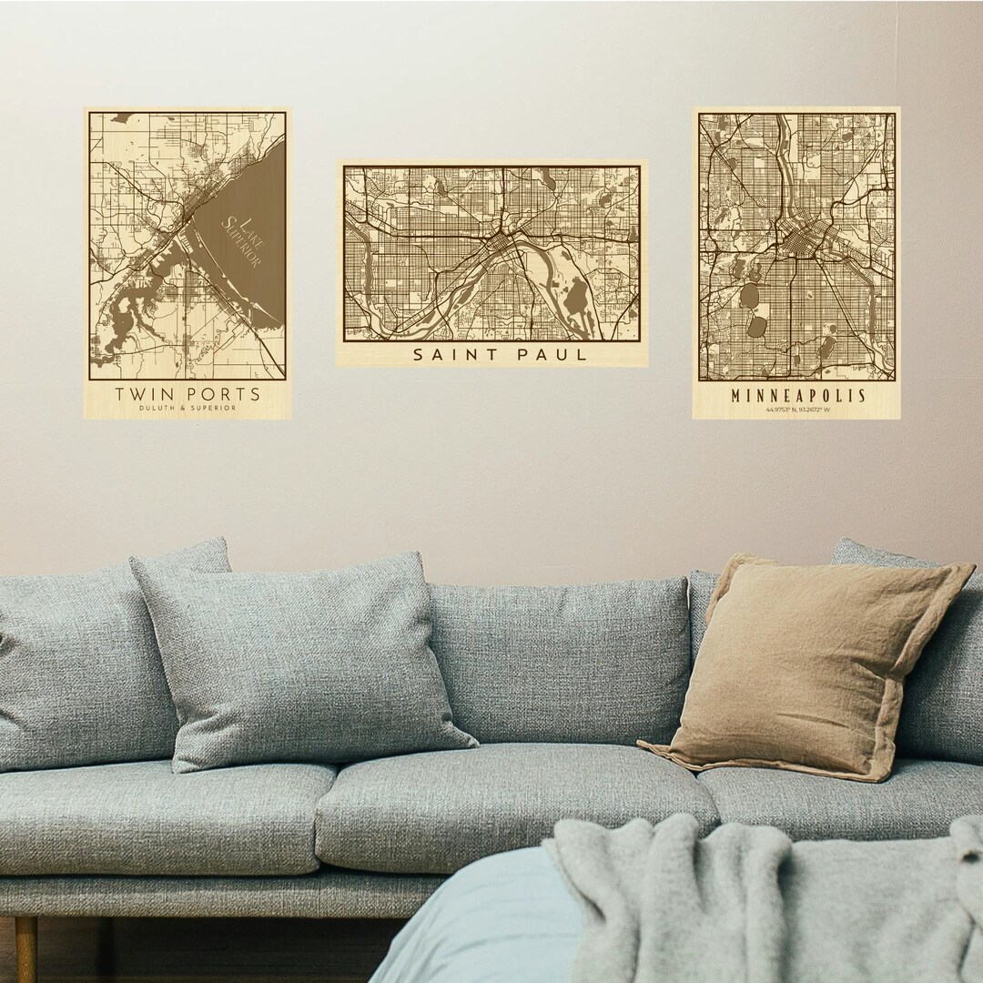 Engraved Wooden Decor City Maps - Etsy
