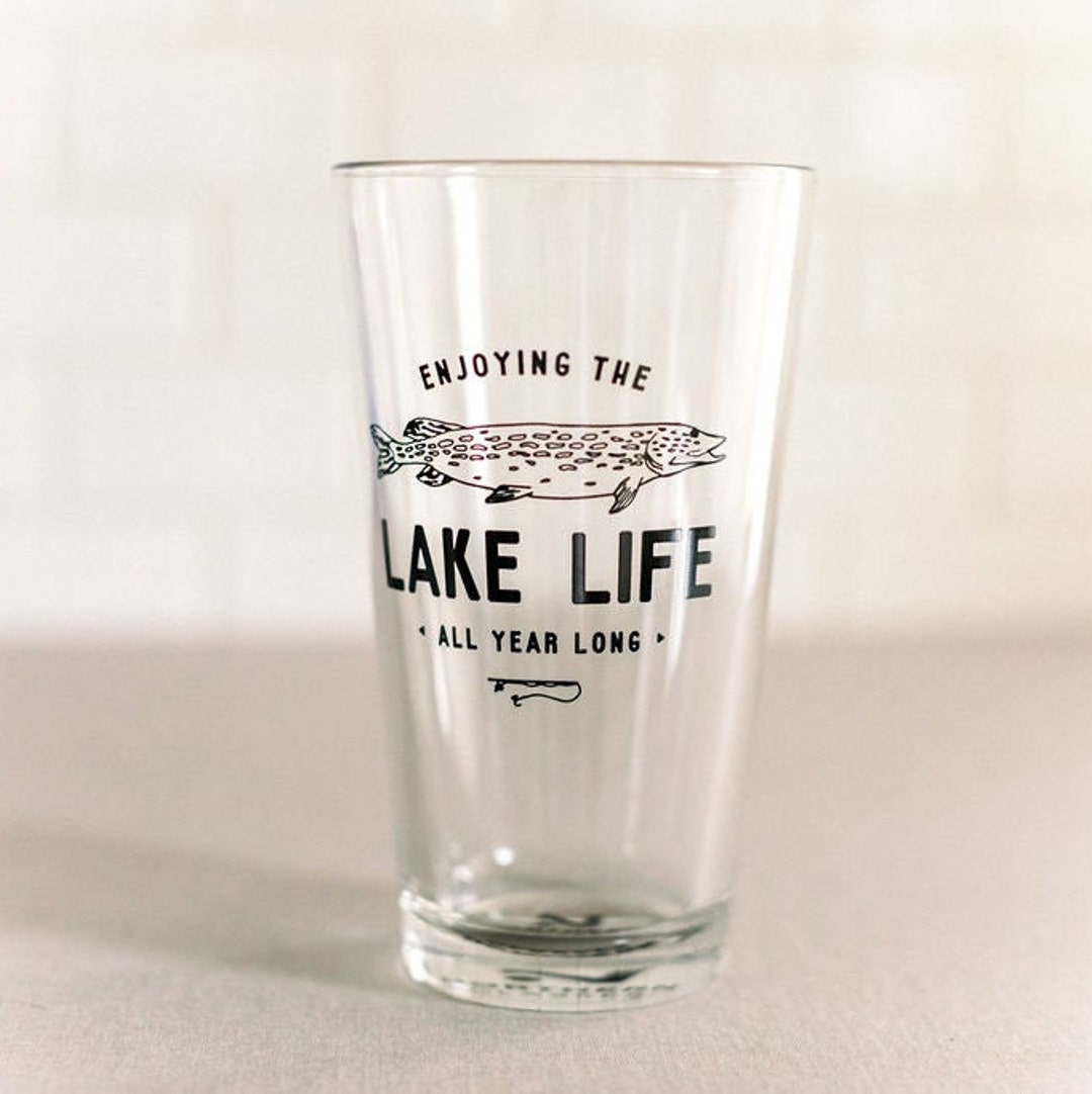 Lake Life: Fishing Pint Glass - Etsy