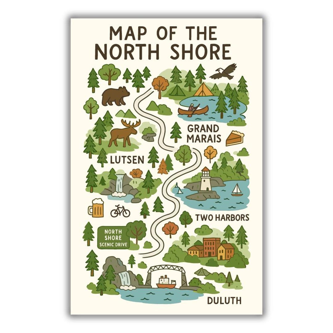 Map of the North Shore Illustration Poster (11" X 17") - Etsy