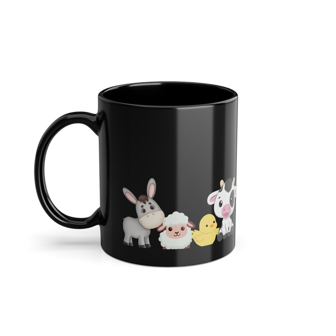Cute Farm Animal Black Coffee Cup, Farm Mug, Gifts for Animal Lovers ...