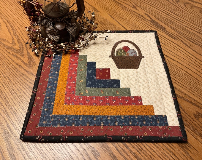 Primitive Farmhouse Log Cabin Easter Basket Table Topper Item 1845 - Etsy