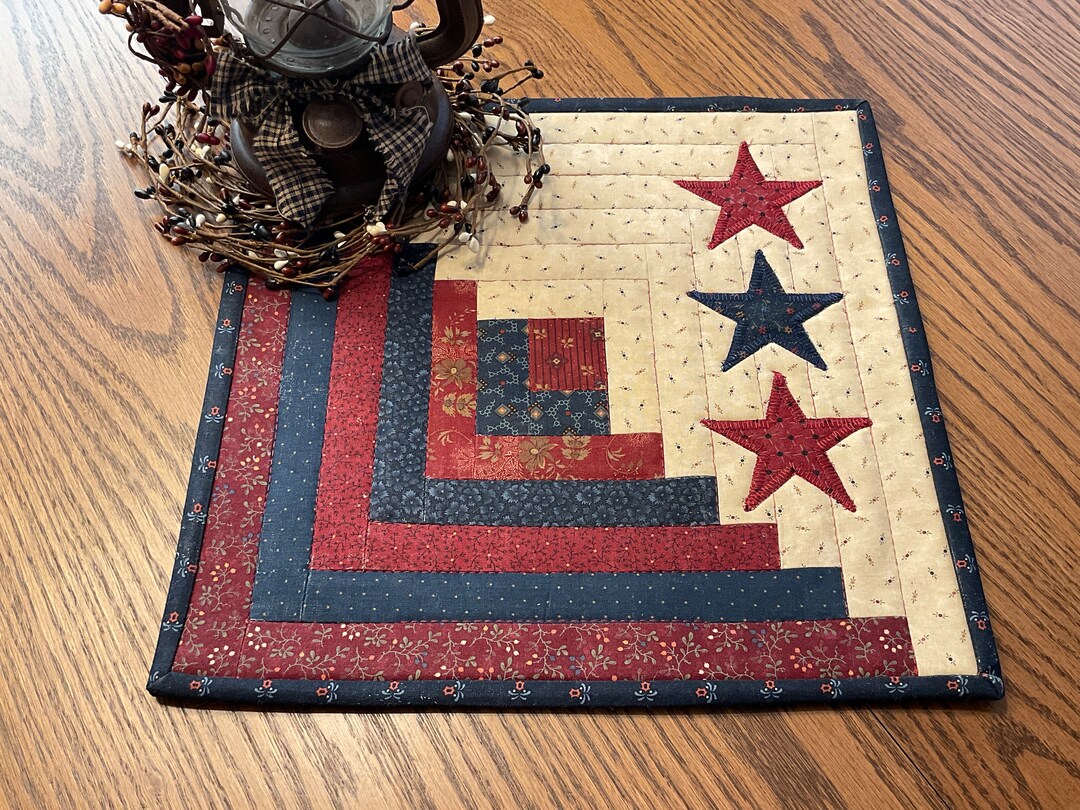 Americana Primitive Farmhouse Log Cabin Table Topper Item 1892 - Etsy