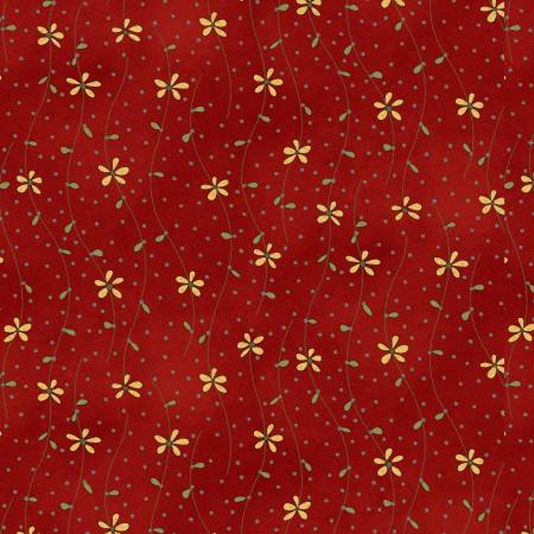 S is for Sew by Debbie Busby Red Wavy Floral #2845-88 - Etsy