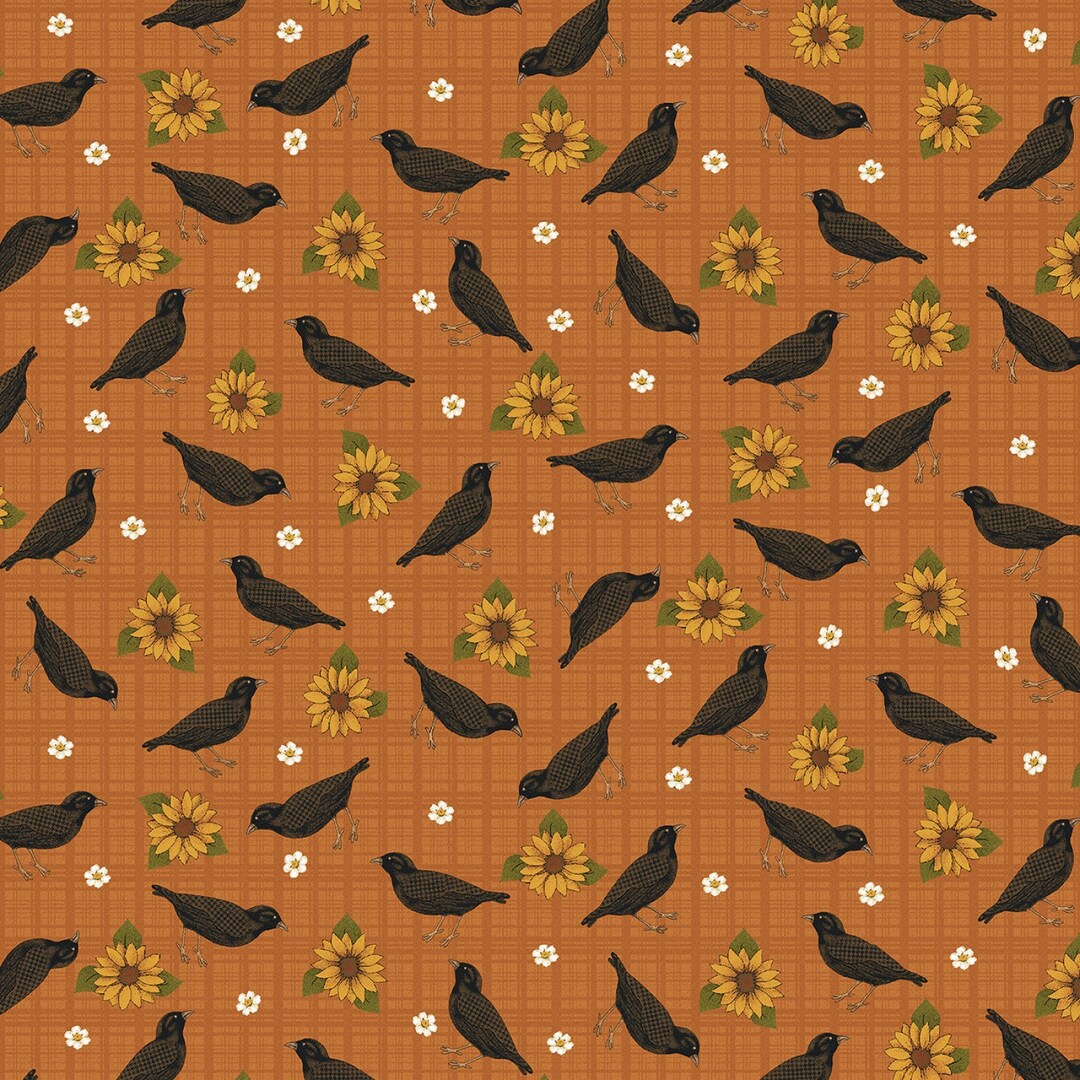 A Wooly Autumn by Cheryl Haynes Orange Birds Leaves & Blooms # 13058B ...
