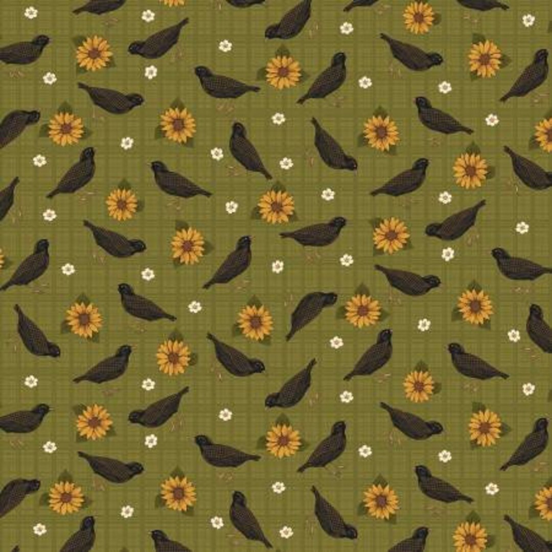 A Wooly Autumn by Cheryl Haynes Green Birds Leaves & Blooms # 13058B-44 ...