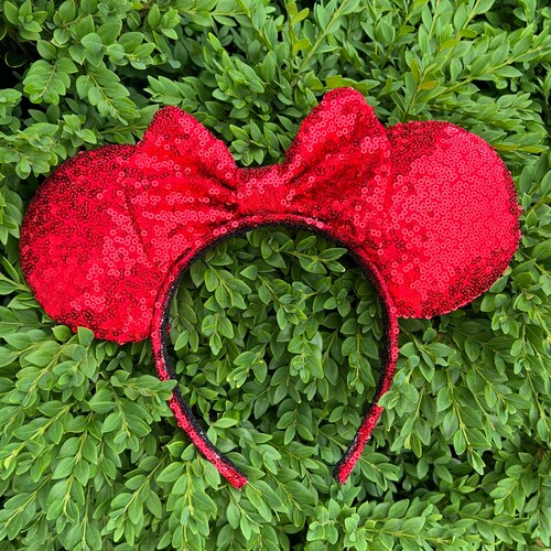 Red Velvet Sequin Mouse Ears - Etsy