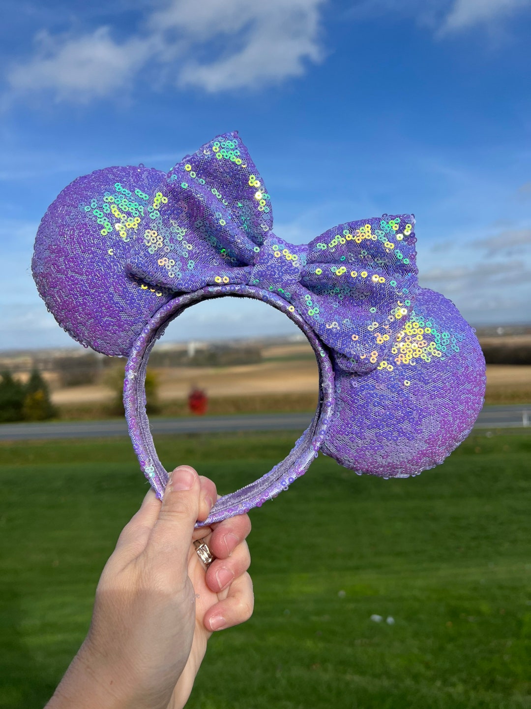 Iridescent Purple Sequin Ears With Wrapped Headband - Etsy