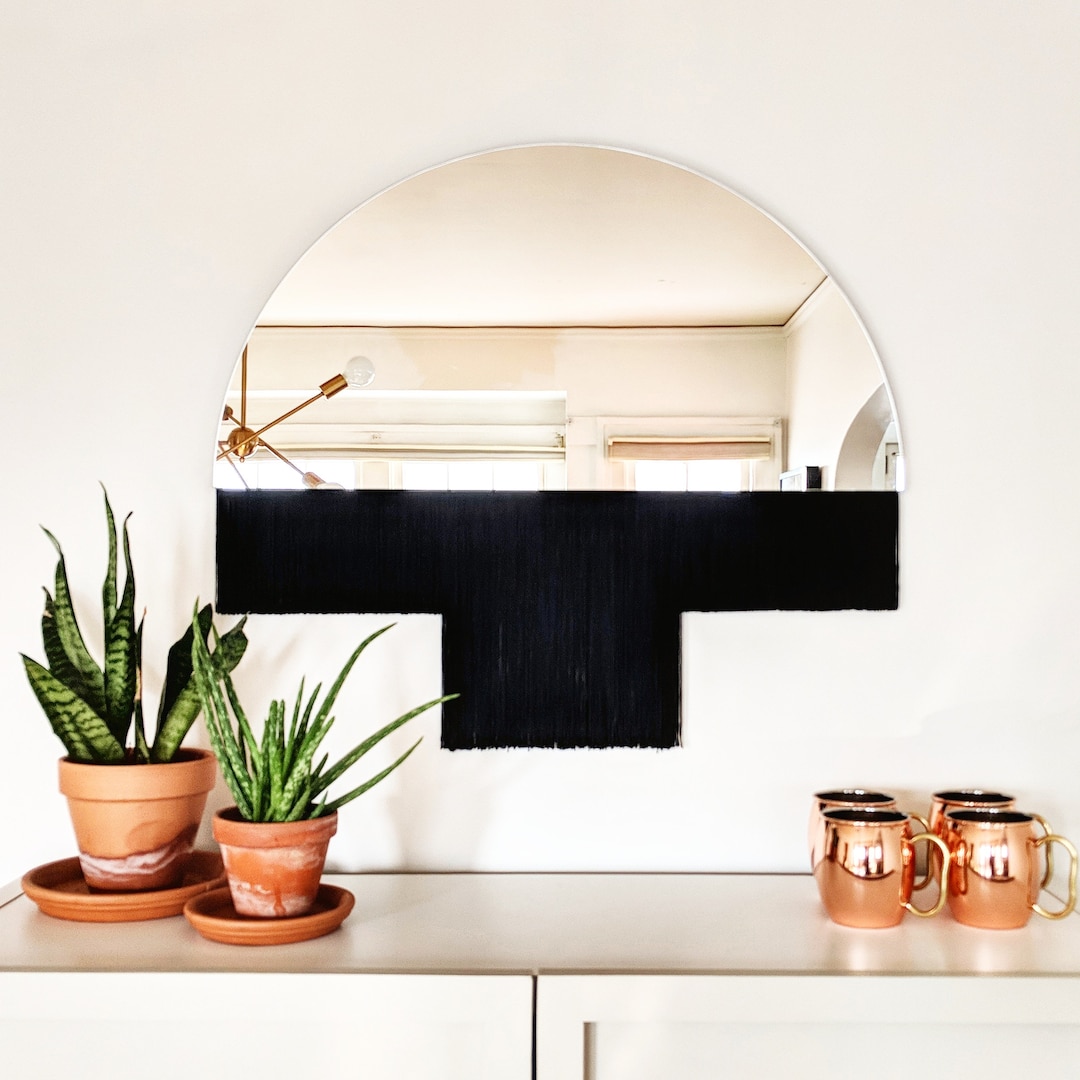 Half-circle Fringe Mirror: "aria-duet" (medium) WITHOUT Accent Bar-boho ...