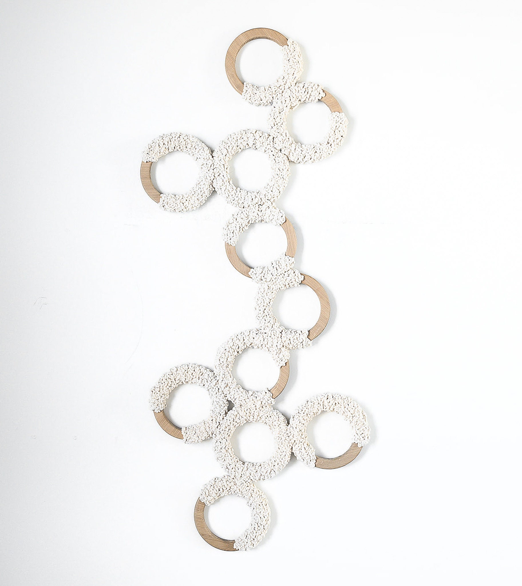 Uhuru-fiber Wallhanging, Recycled Fibers, Wooden Rings, Oversized Rings ...