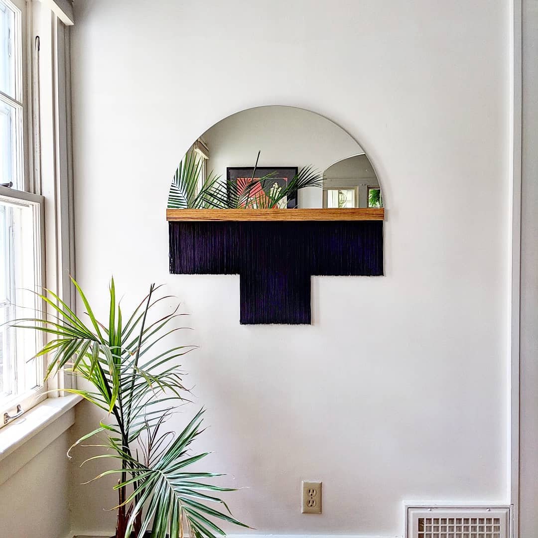 Half-circle Fringe Mirror: "aria-duet" (large) WITH Wood Accent Bar ...