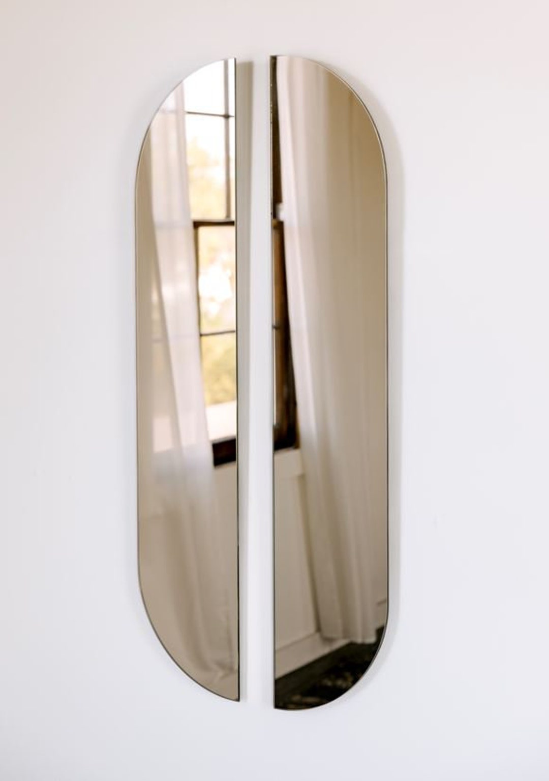 Bronze Tinted Racetrack "refract" Full-length Mirror Reflected Set ...