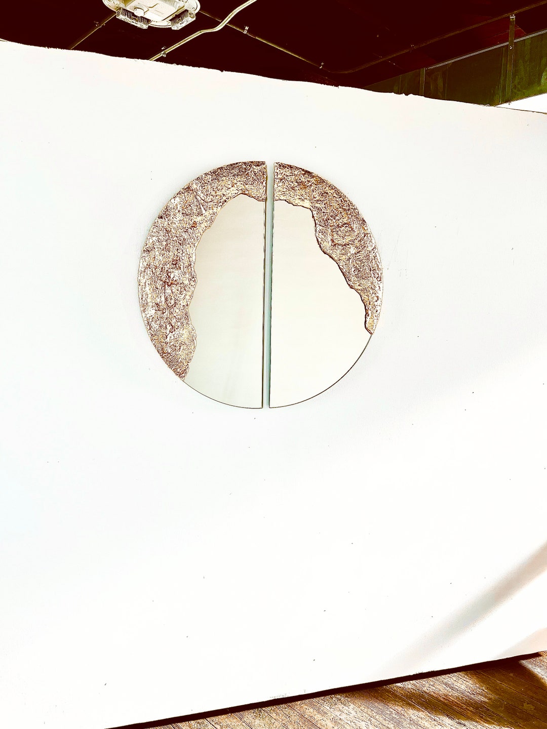 TWO Modern Mirror "glissando Refract-edge"-half-circle-textured Mirror ...