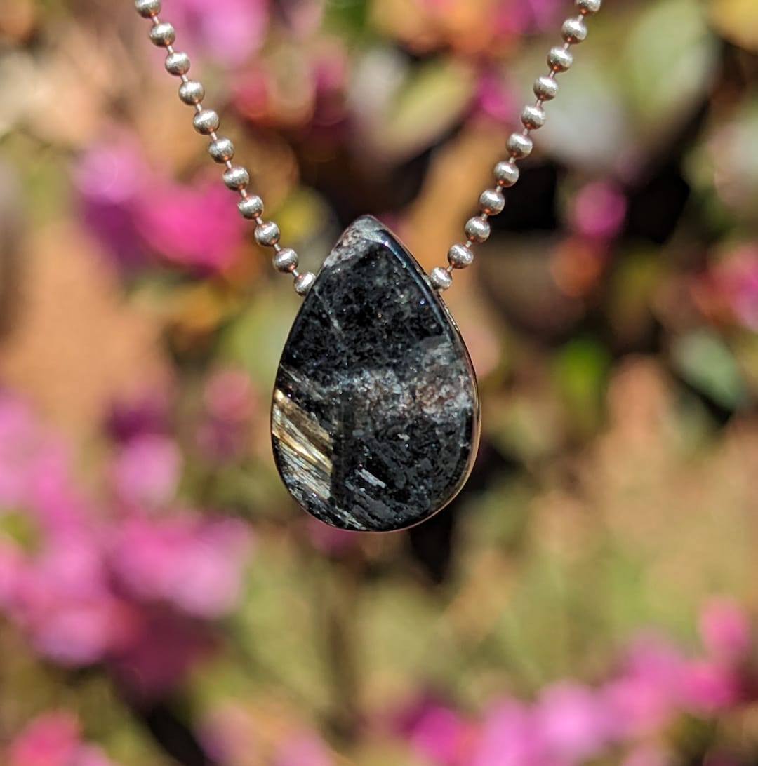 Anthophyllite Hand Carved Into a Teardrop Shape Bead Flashy Crystal ...