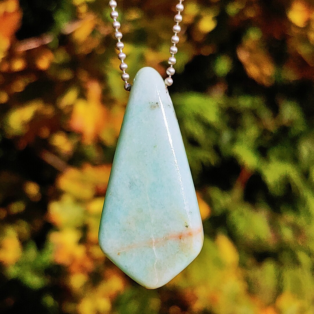 Old Stock Chilean Chrysoprase Light Blue Crystal Pendant Hand Carved ...