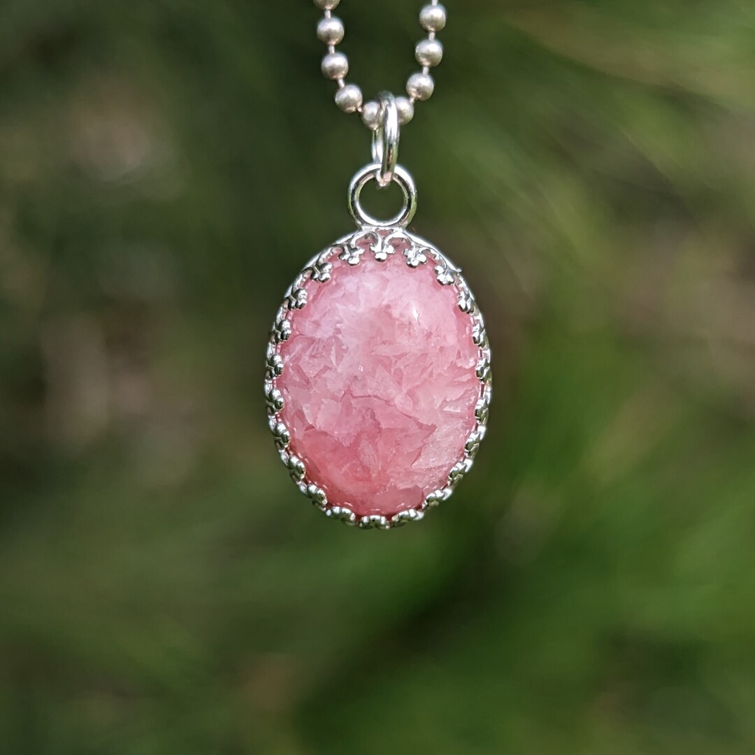 Argentinian Pastel Pink Rhodochrosite Crystal Pendant Hand Carved to ...