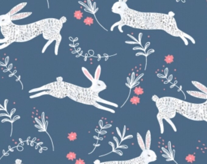 Frolic- Bunny Hop(ice)- Dear Stella Cotton Fabric- Bunny,animal,blue ...