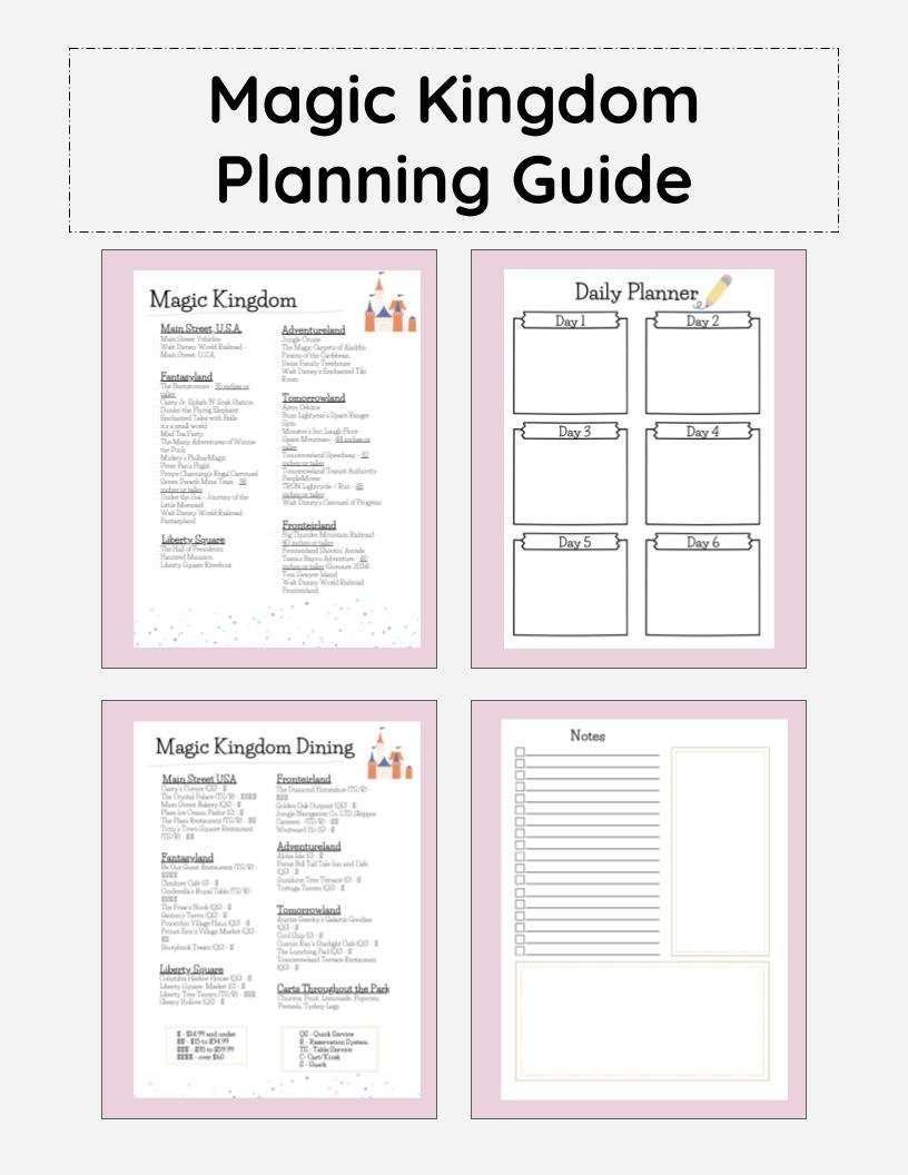 Florida Theme Park Planning Guide Printable - Magic Kingdom WDW - Etsy