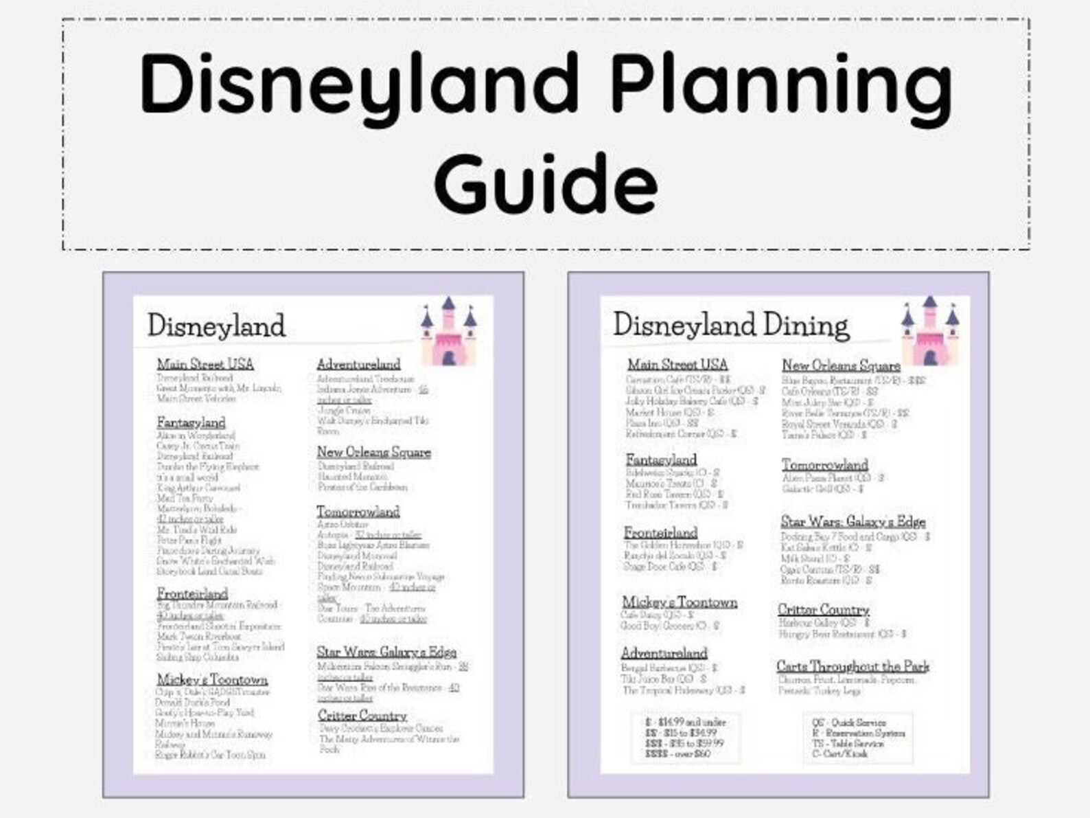 Disneyland Planning Guide Printable Updated 2024 - Etsy