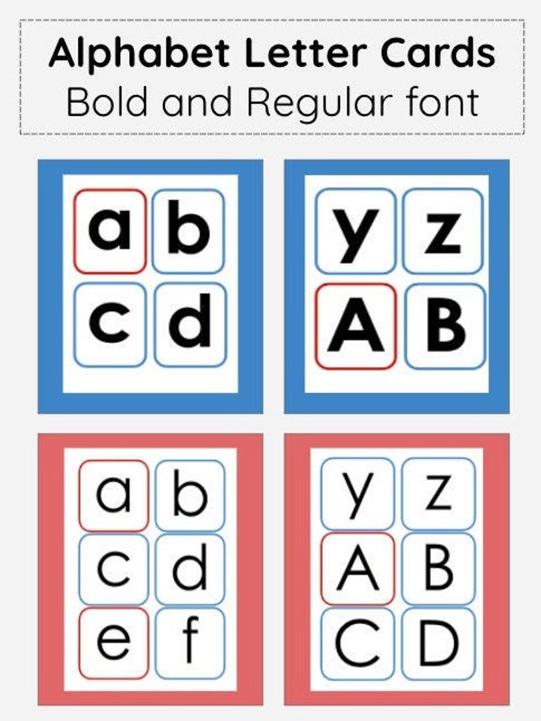 Printable Alphabet Letter Flashcards Regular and (Download Now) - Etsy