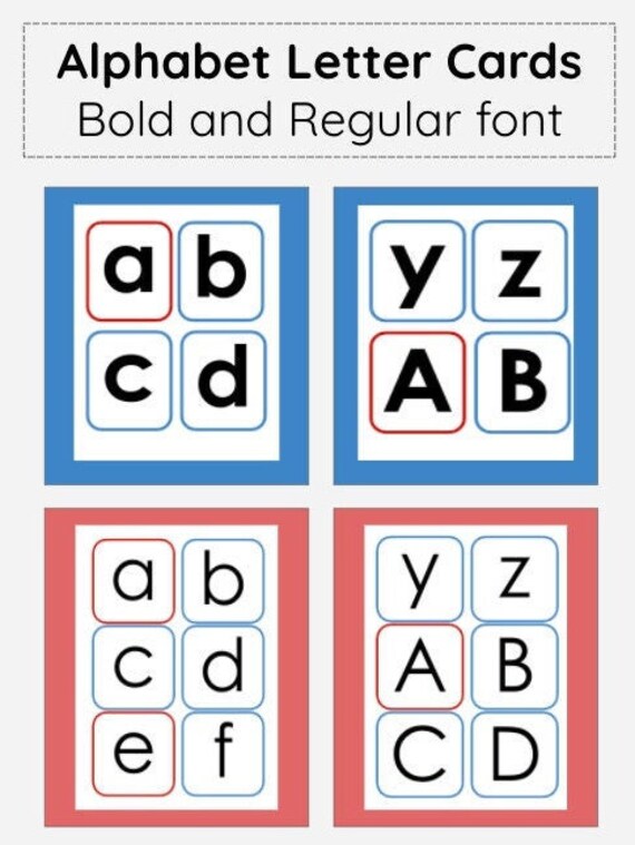 Printable Alphabet Letter Flashcards Regular and Bold Font | Etsy
