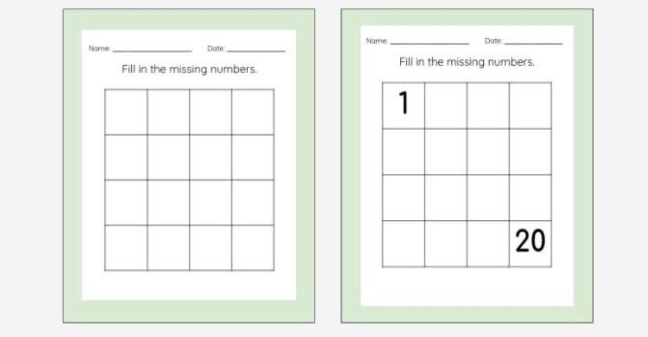 Fill in the Missing Numbers Chart - Blank and Starting/ending Number - Etsy