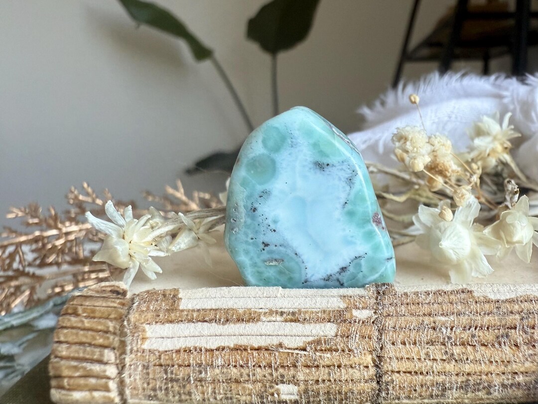 Polished Larimar Tumble Stone: Oceanic Blue Gemstone From Dominican ...