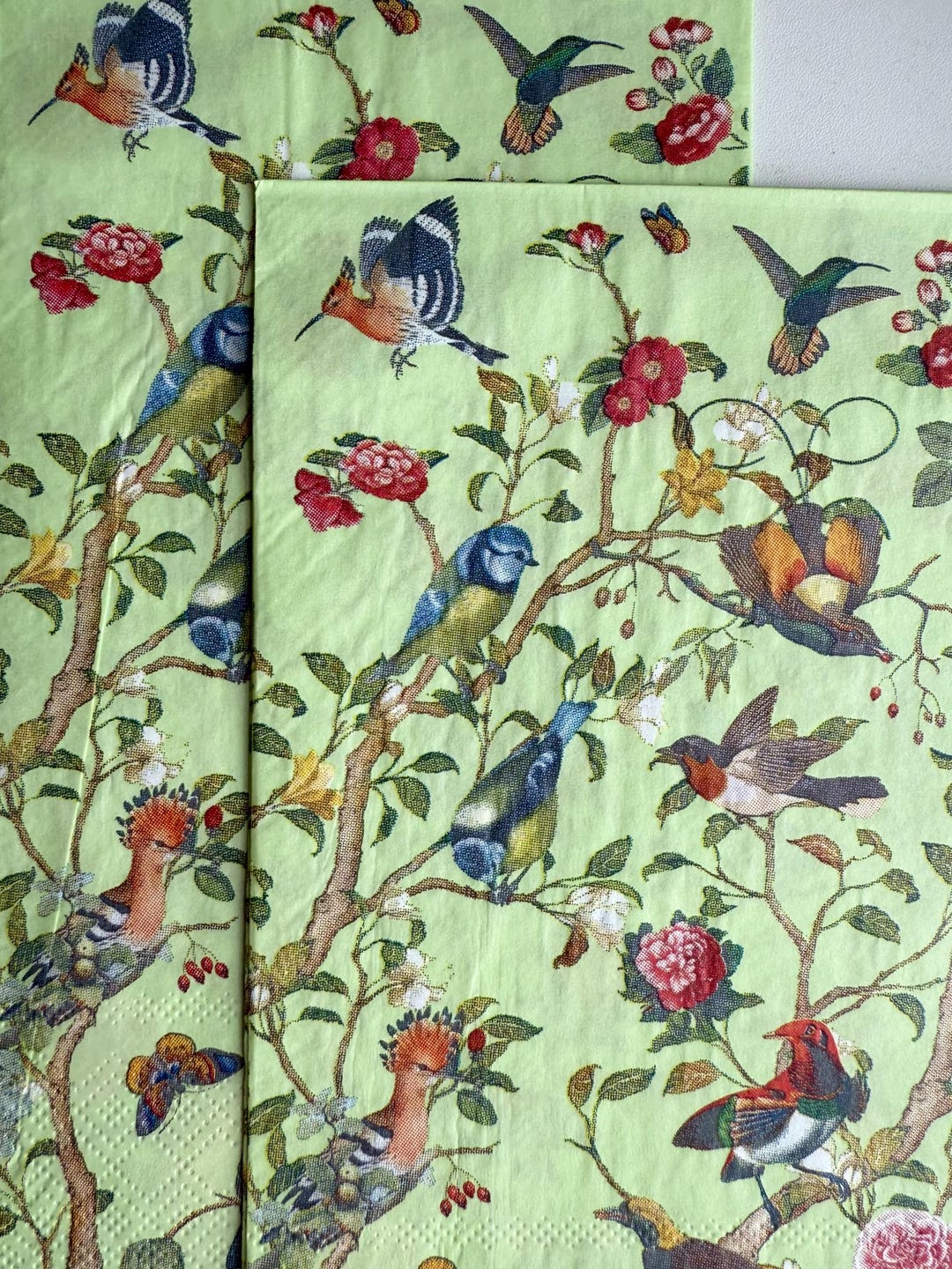 Set of 3 Tropical Botanical Bird Pattern Paper Napkins | Beautiful ...