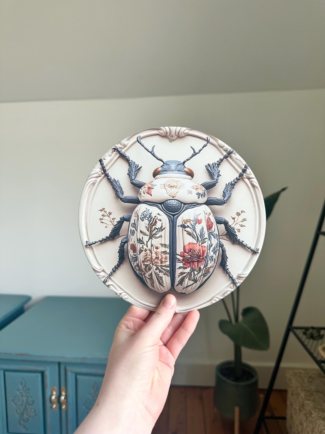 Embellished Floral Beetle Tin Wall Decor Sign - Etsy