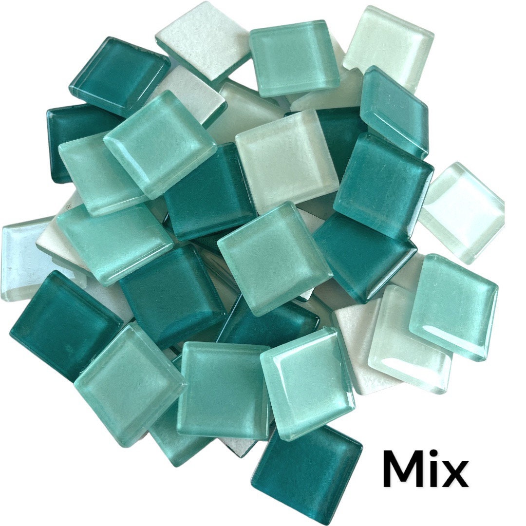 Artistry in Turquoise: Glass Mosaic Tiles for DIY Crafting, Square ...