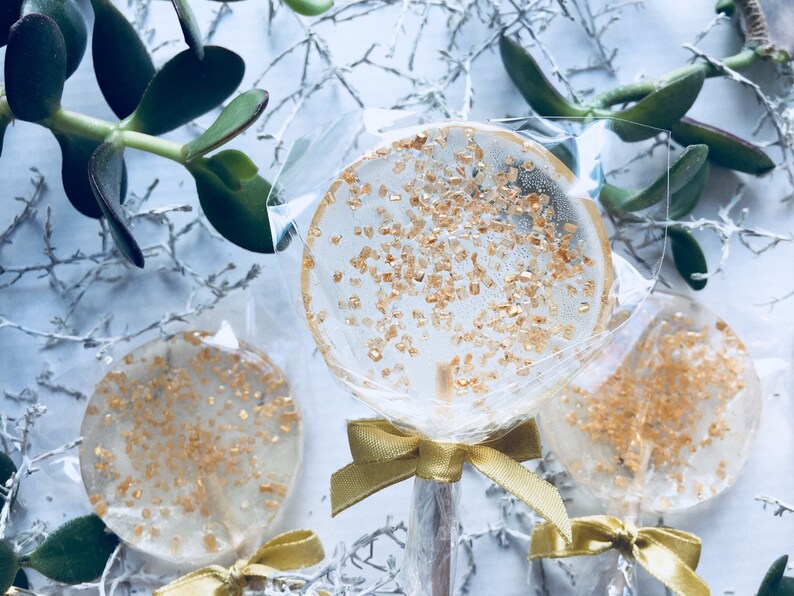 Golden Glitter Hard Candy Lollipops 10 Pcs of Sweet Edible - Etsy