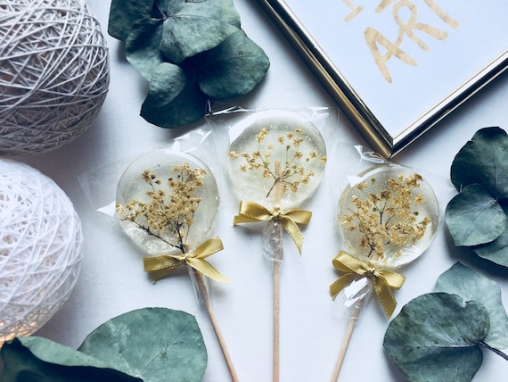 Set of 10 Gold Elder Flower Lollipops Edible Hard Candy With - Etsy