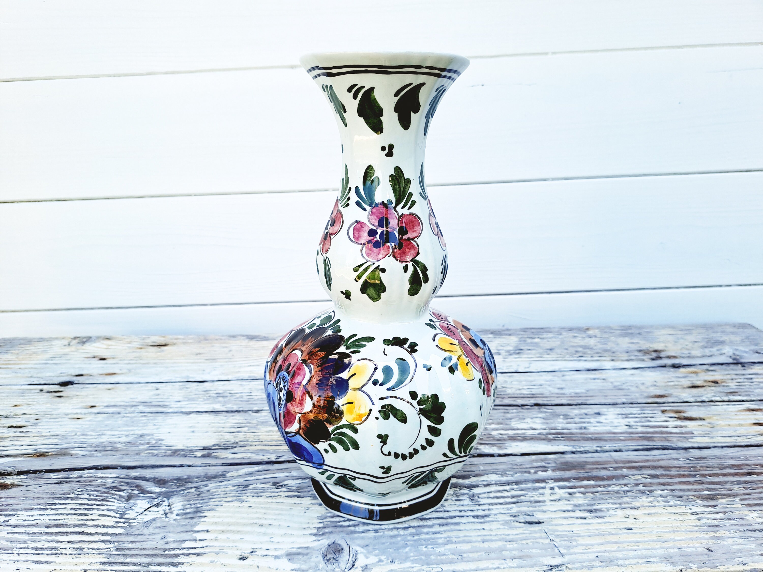 Vintage polychrome Delft earthenware vase • Delft blue vase Holland ...