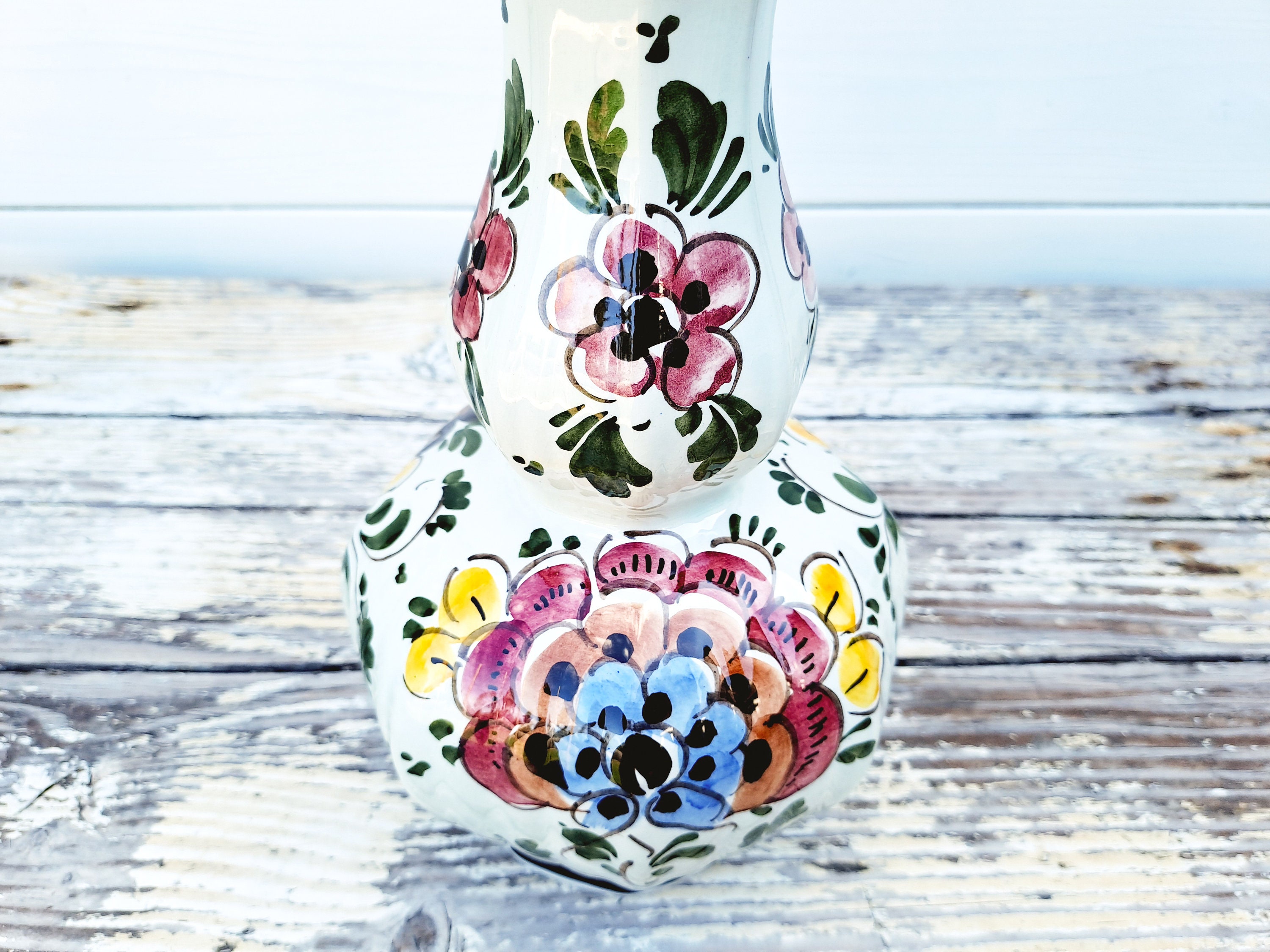 Vintage polychrome Delft earthenware vase • Delft blue vase Holland ...