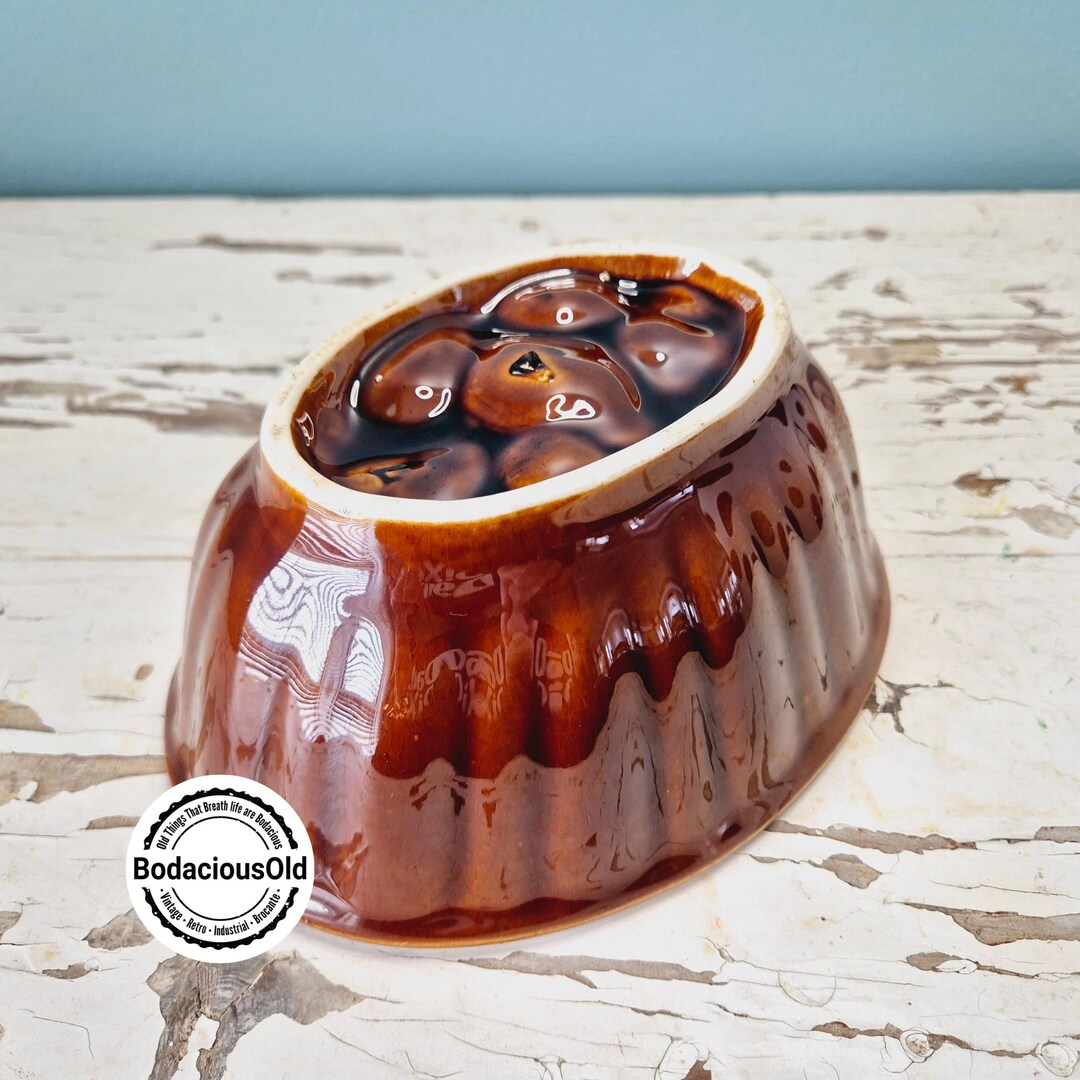 Vintage Ceramic Pudding Mold, Retro Baking Accessory in Brown Glaze - Etsy