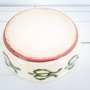 Vintage Ceramic Dish Green Pattern • Retro Glazed Stoneware Bowl • Mid ...